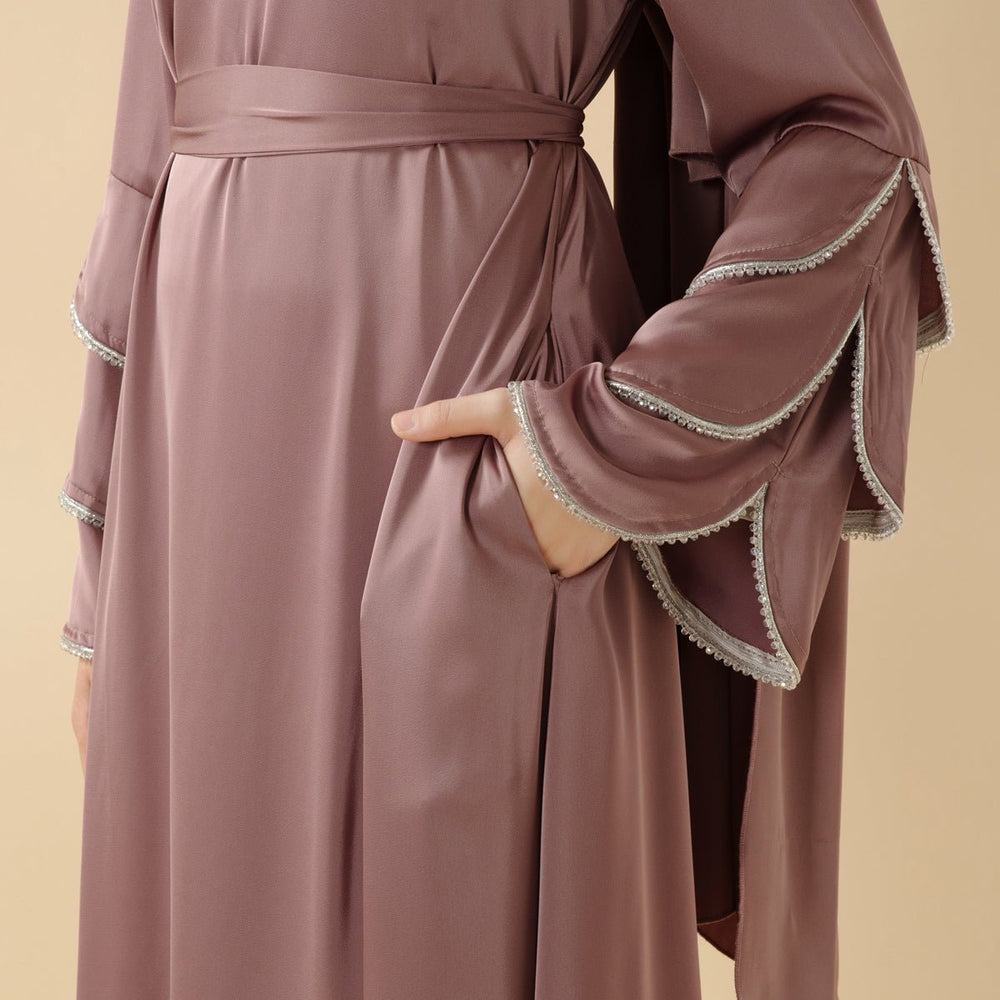 3-Layer Diamond Ruffle Sleeve Abaya With Pockets | 2025