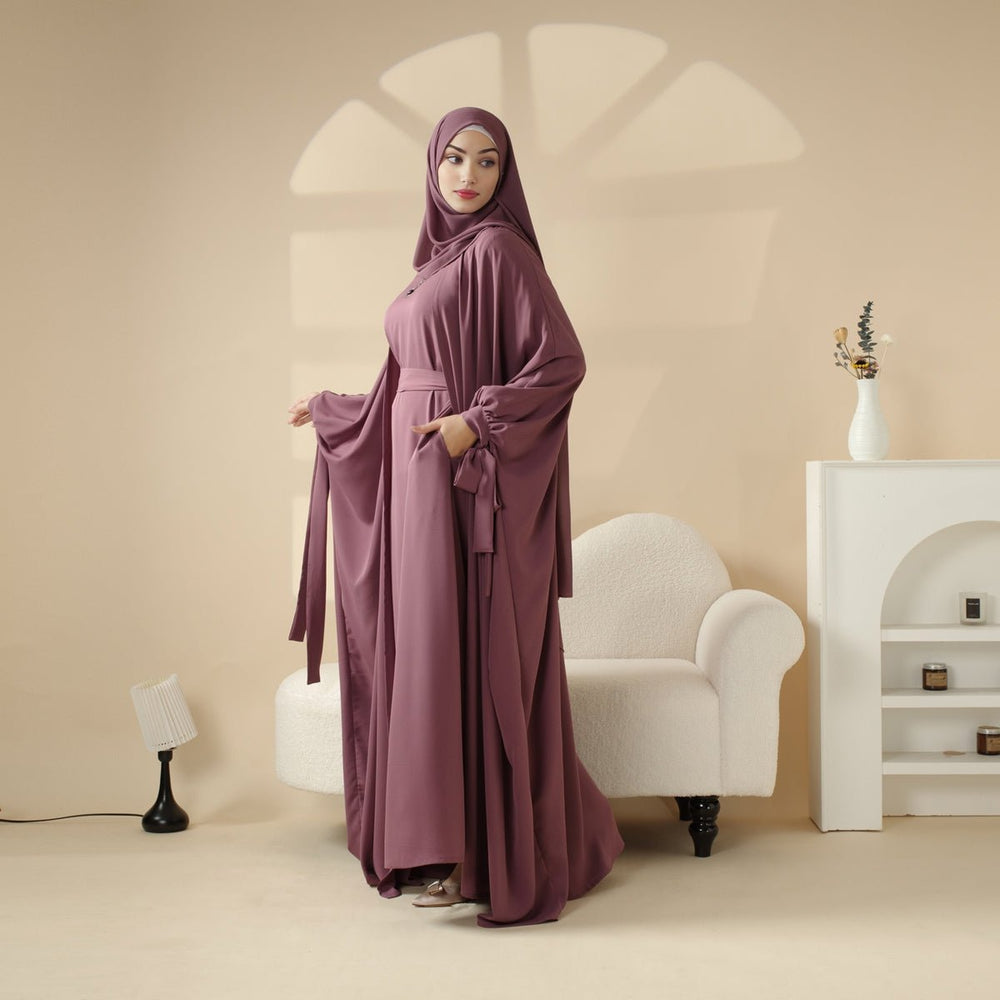 5-Piece Set Farasha Abaya, Premium Farasha Textured Open Abaya