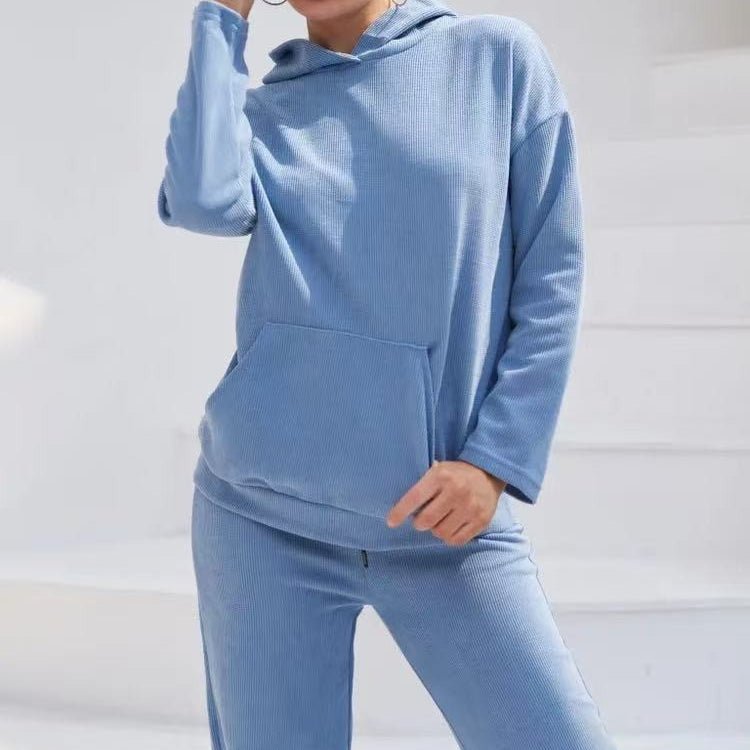 Athletic Hoodie & Pants Set | Wide Sleeve Sweatshirt with Pockets & Dr
