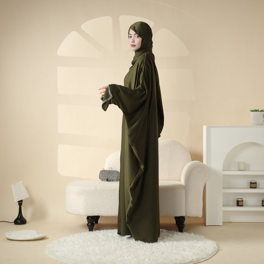 Batwing Abaya With Matching Hijab | Batwing Sleeve Abaya