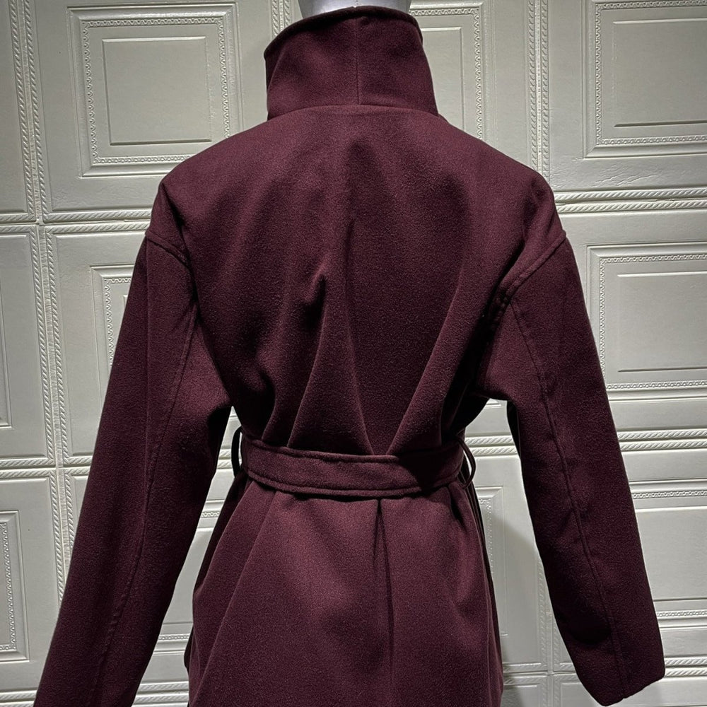 Belted Wrap Coat with Wide Collar | Double-Faced Wool Blend Jacket(MS2