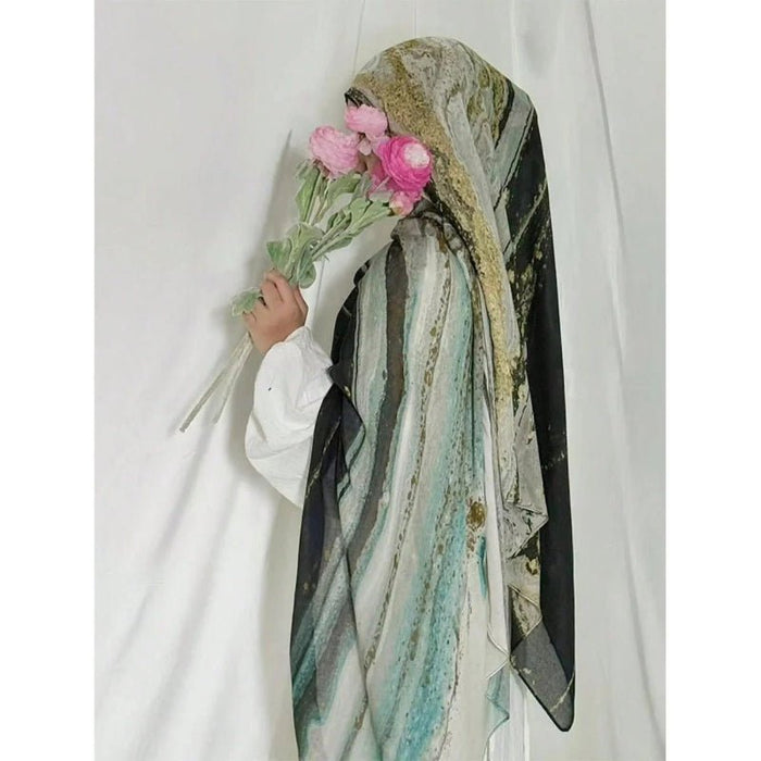 Bohemian Watercolor Marble Hijab | Muslim Women's Artistic Modal ...