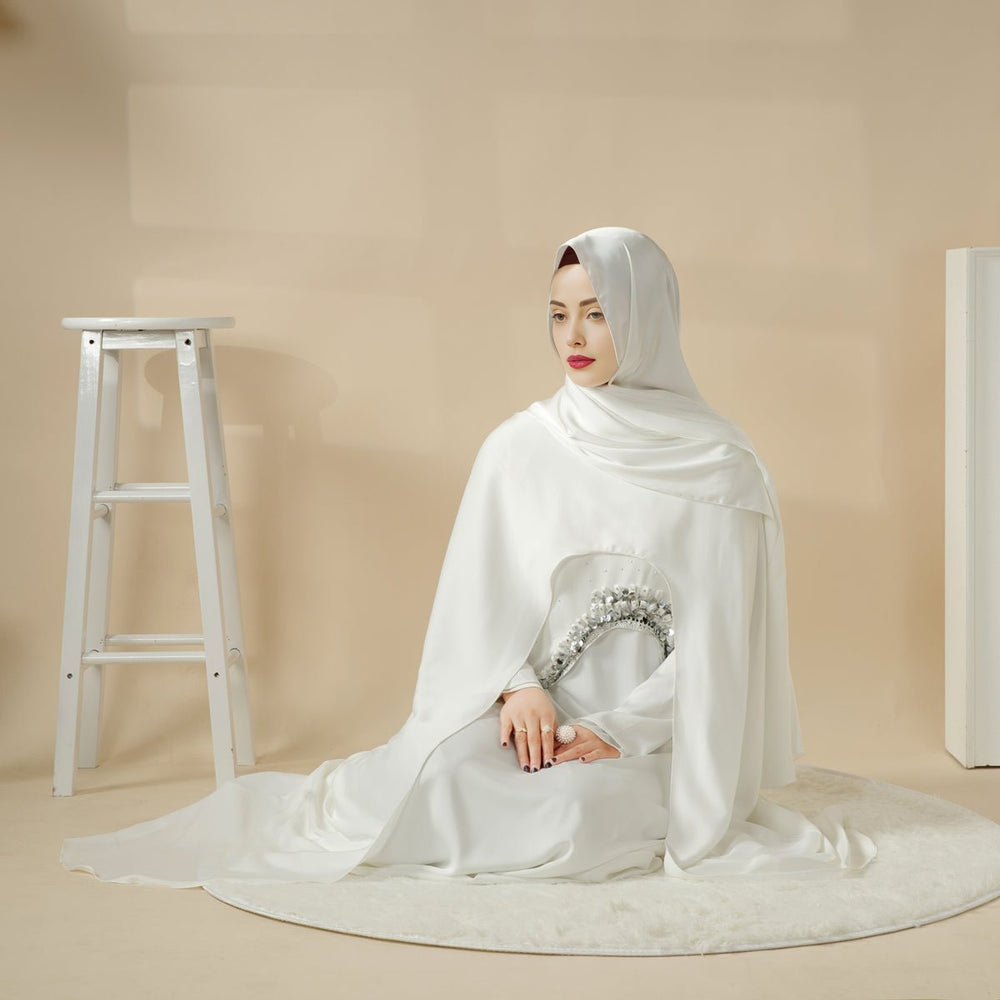 Haute Couture Abaya, Heavy-Crafted 3-Layer Cape Abaya