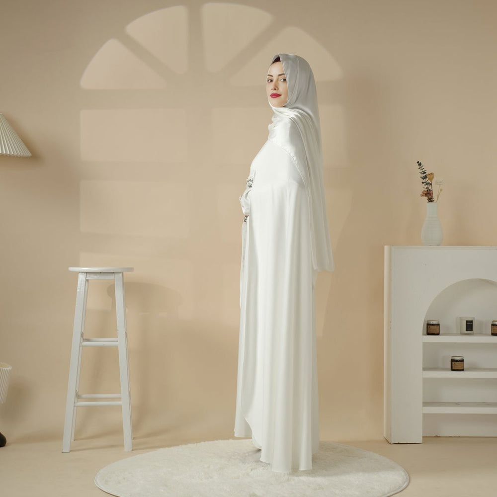 Haute Couture Abaya, Heavy-Crafted 3-Layer Cape Abaya