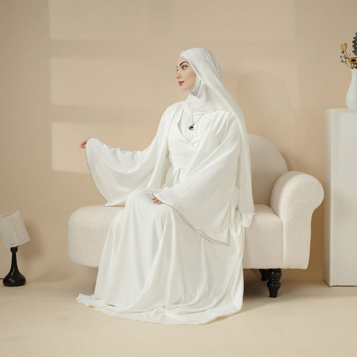 Open Kimono Abaya Set, Kimono Style Abaya 3-Piece Set