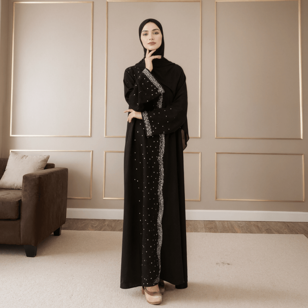 Luxury Black Starry Diamond Abaya