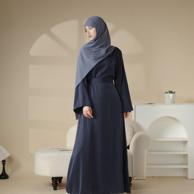 MA030 Satin Double Pocket Concealed Button Plain Abaya - Mariam's ...