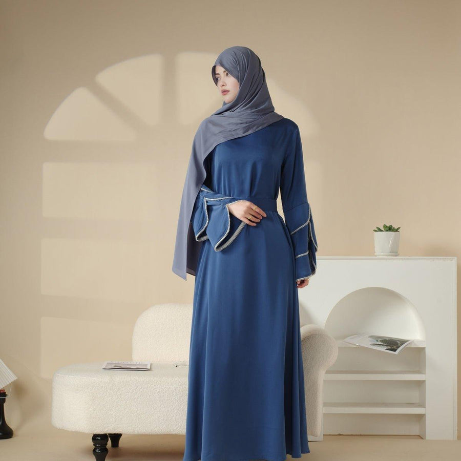 3-Layer Diamond Ruffle Sleeve Abaya With Pockets | 2025