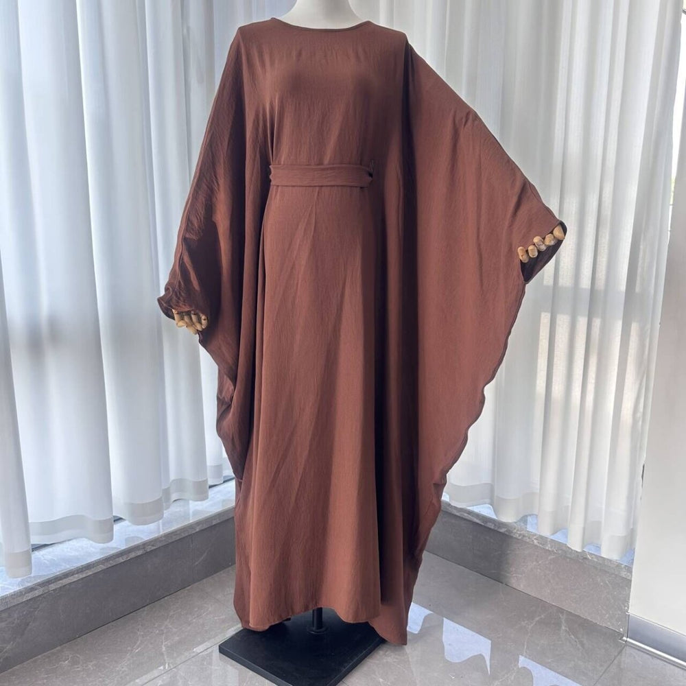 MA090 Crepe Batwing Loose Abaya 2-Piece Set - Mariam's Collection