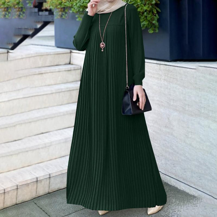 Simple Solid Color Pleated Abaya By Mariam's Collection