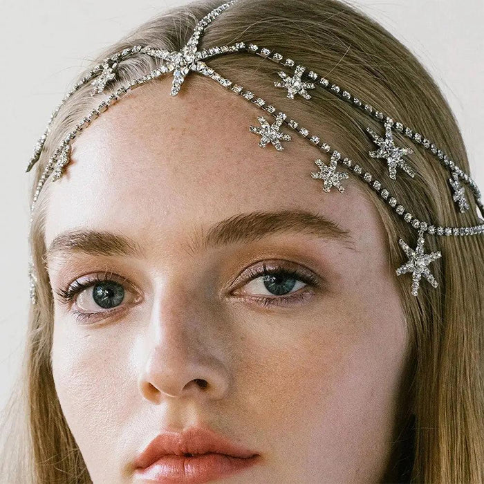 MAC050 Rhinestone Chain Star Headpiece - Mariam's Collection
