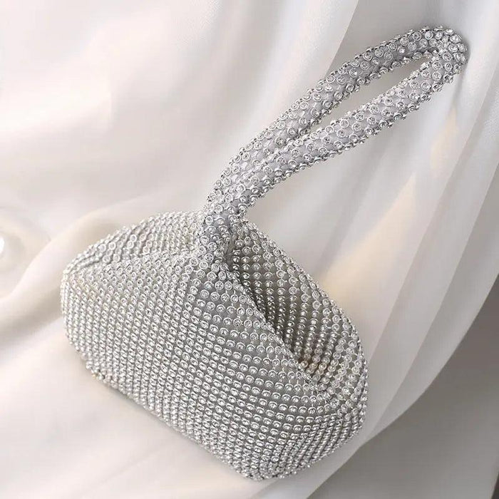 MAC057 Handbag Rhinestones Heart Shape Shiny Handmade Small Evening Bag ...