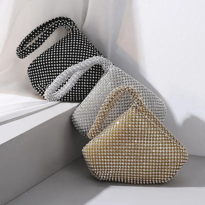 MAC057 Handbag Rhinestones Heart Shape Shiny Handmade Small Evening Bag ...