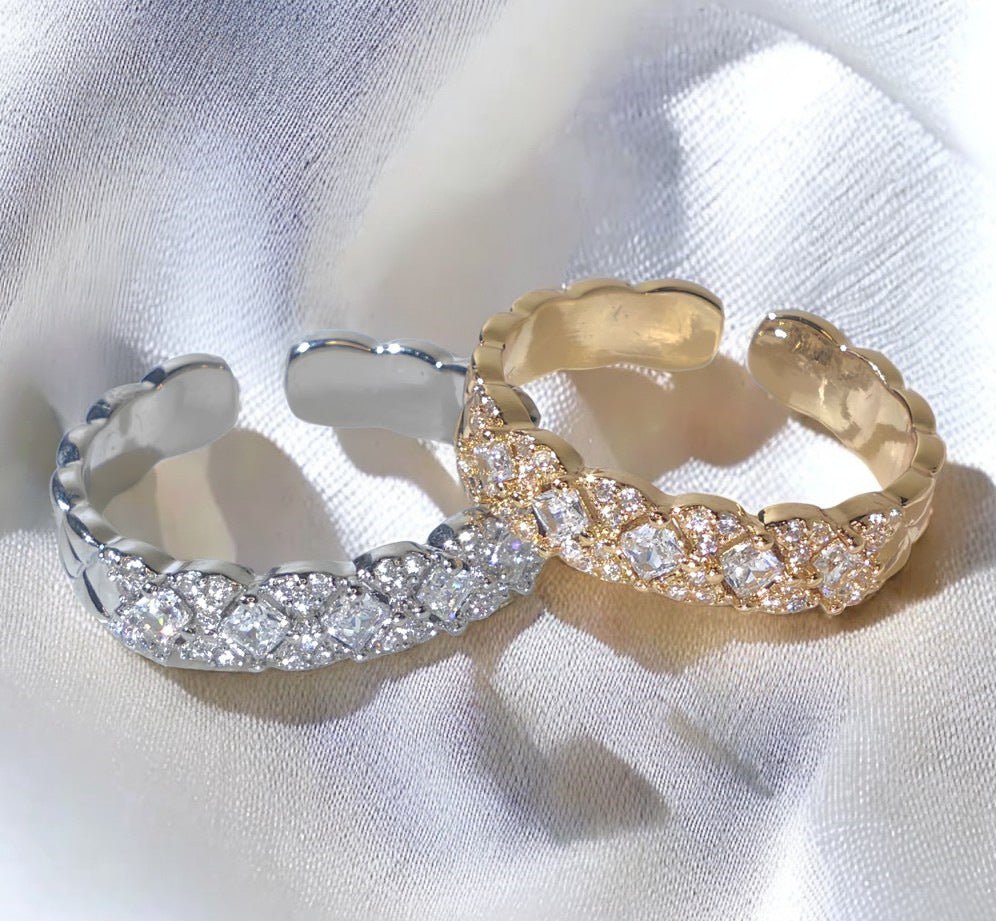 18K Gold Vacuum Plating: Brass With Zircon Open Ring(MAC213) - Mariam's ...