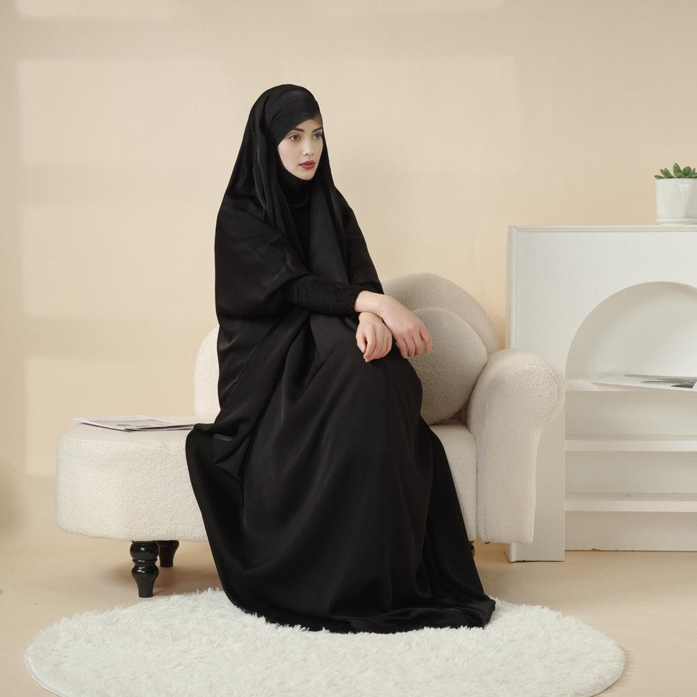 MJ006 Scrunchie Cuff Satin Fabric 1-piece Jilbab - Mariam's Collection