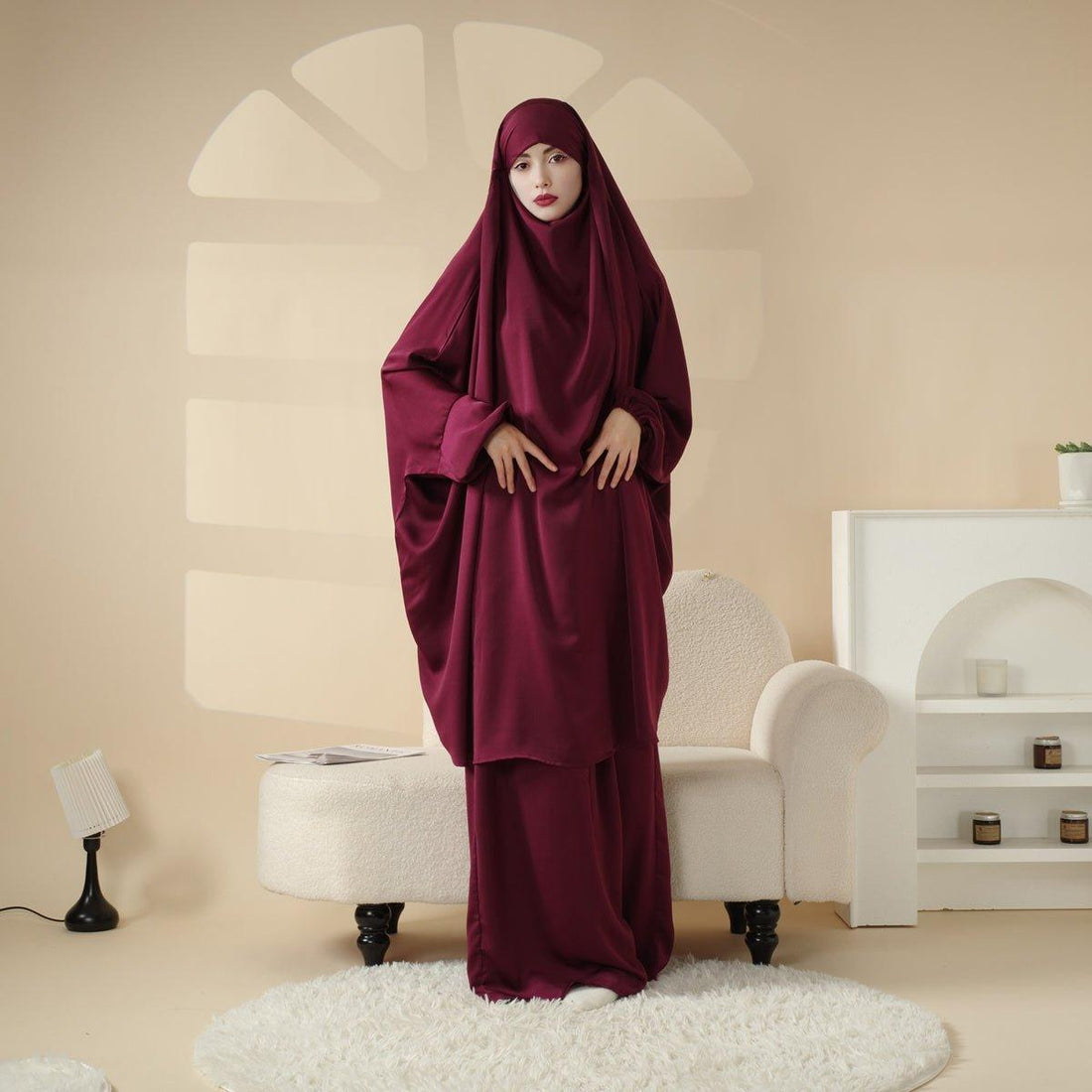 MJ008 Nida Fabric 2-Piece Set Jilbab - Mariam's Collection