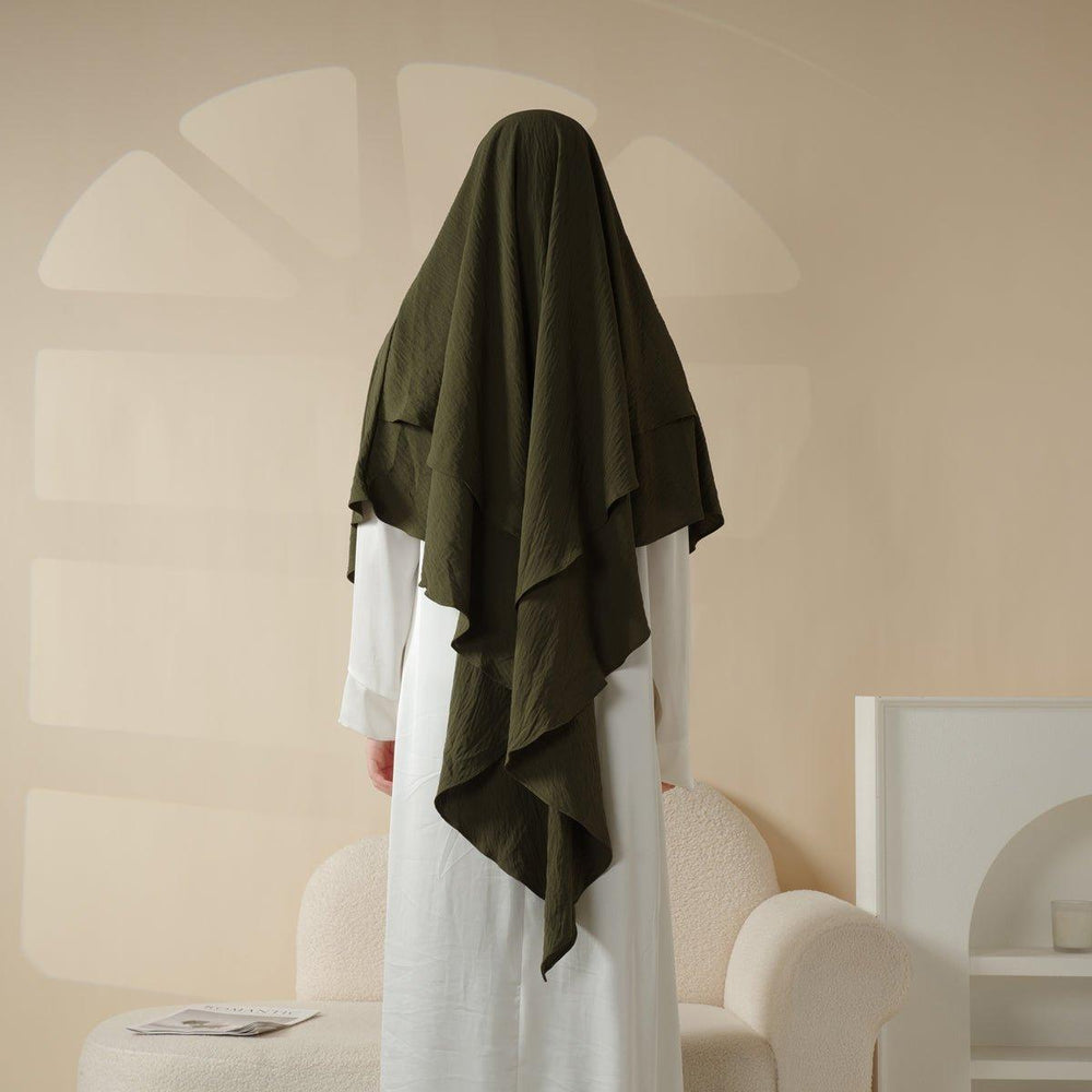 MK005 Crepe One Layer Khimar - Mariam's Collection