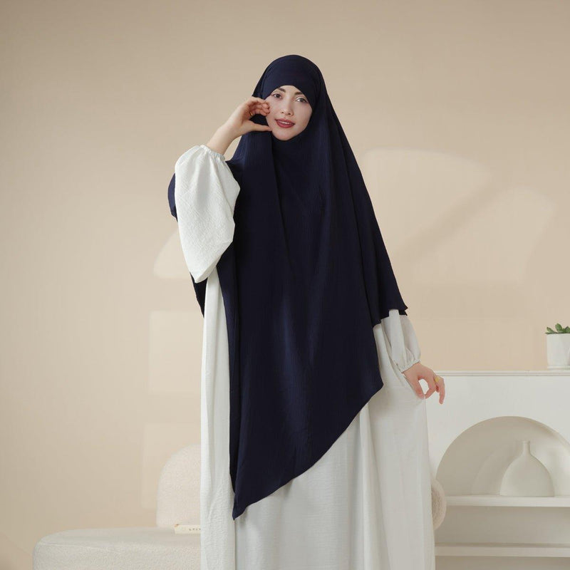 MK005 Crepe One Layer Khimar - Mariam's Collection