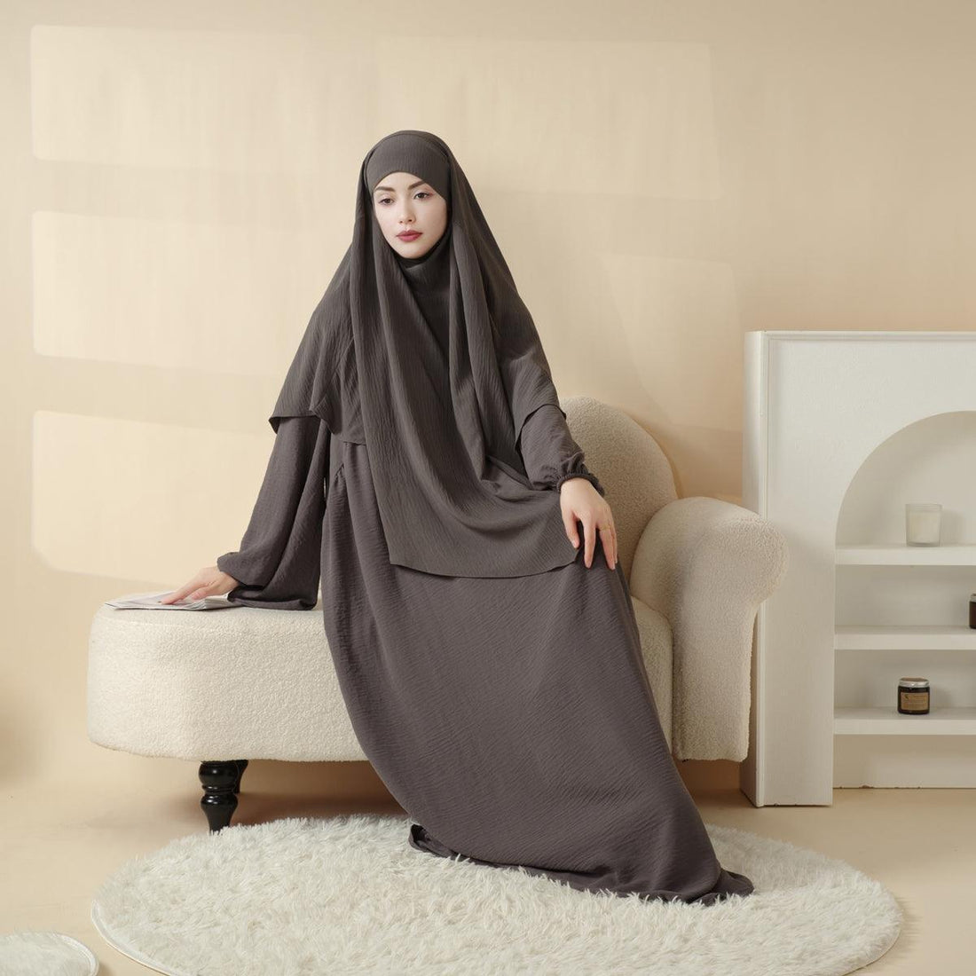 Elegant 2-Piece Crepe Abaya & Khimar Set By Mariam's Collection