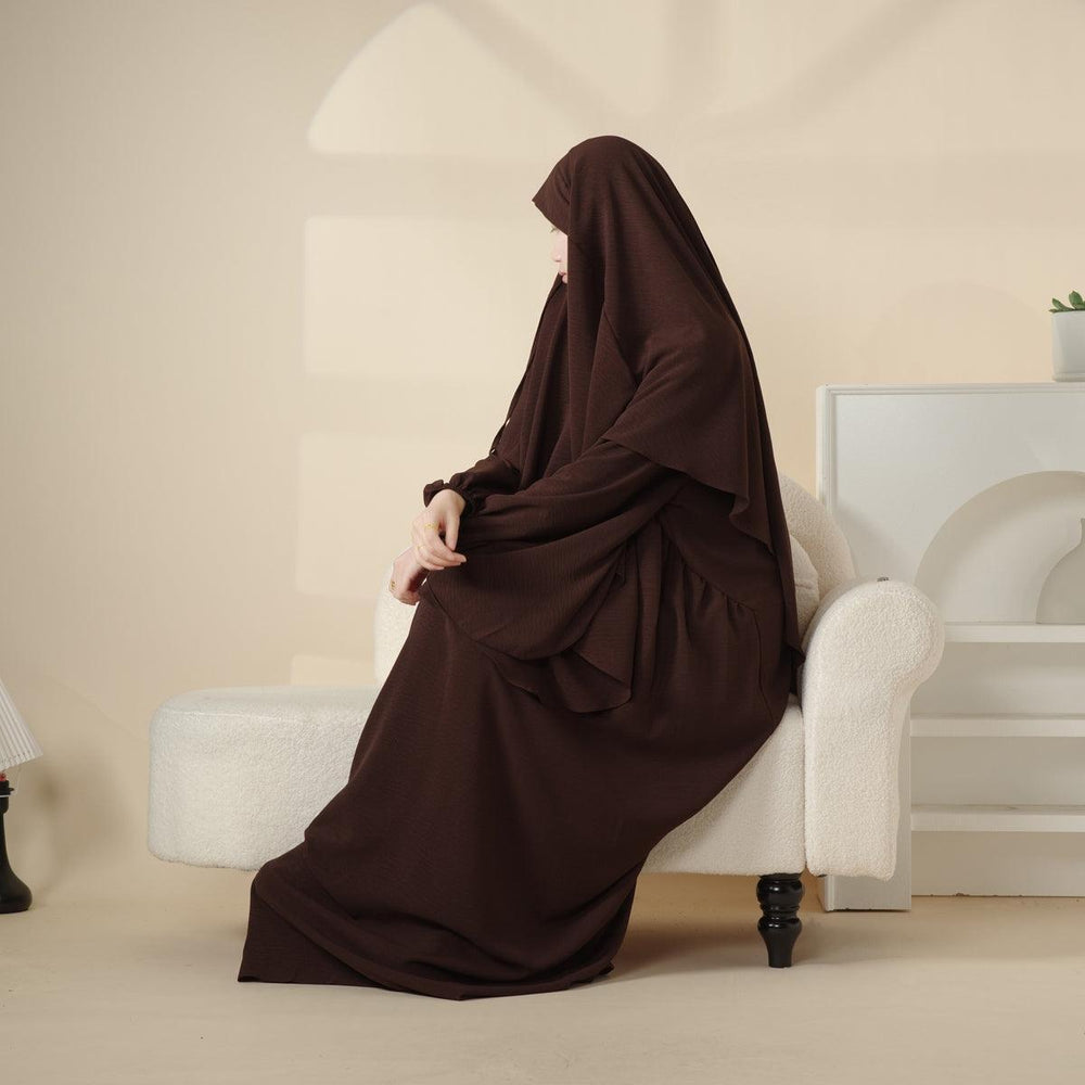 Elegant 2-Piece Crepe Abaya & Khimar Set By Mariam's Collection