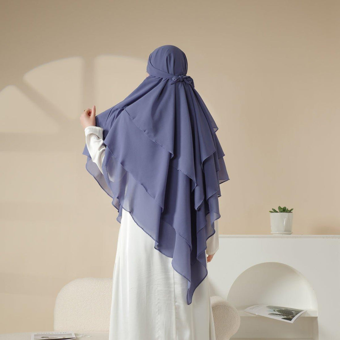 MK017 Scarf 3-Layer Long Khimar - Mariam's Collection