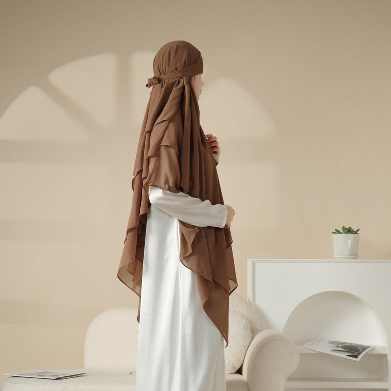 MK017 Scarf 3-Layer Long Khimar - Mariam's Collection