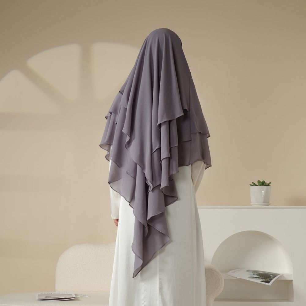 MK017 Scarf 3-Layer Long Khimar - Mariam's Collection