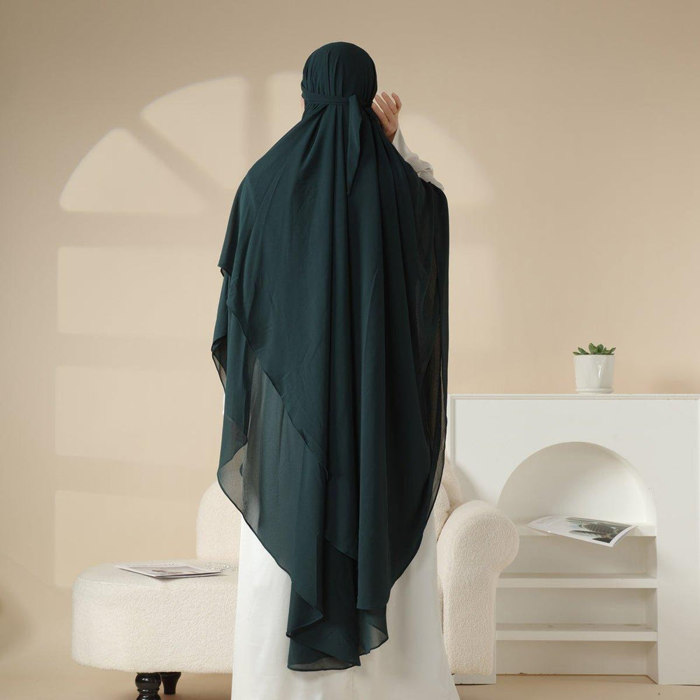 MK018 Chiffon Long Khimar Double Layers Front and Back Khimar - Mariam ...