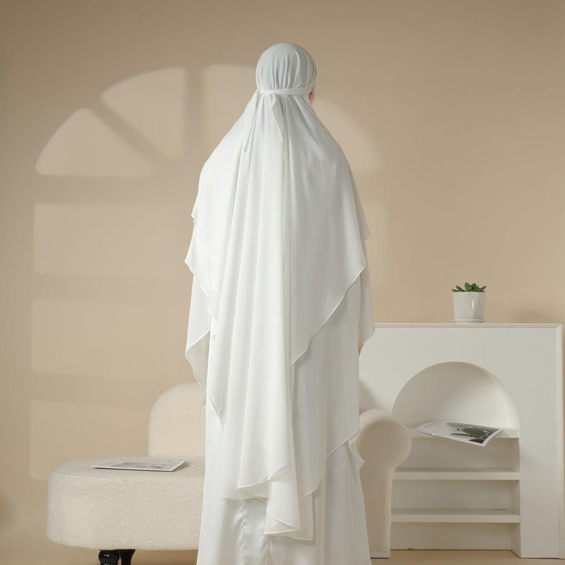 MK018 Chiffon Long Khimar Double Layers Front and Back Khimar - Mariam ...