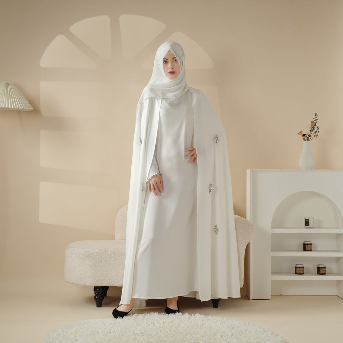 Cape Abaya, Haute Couture Heavy Rhinestone Abaya By Mariams Collection