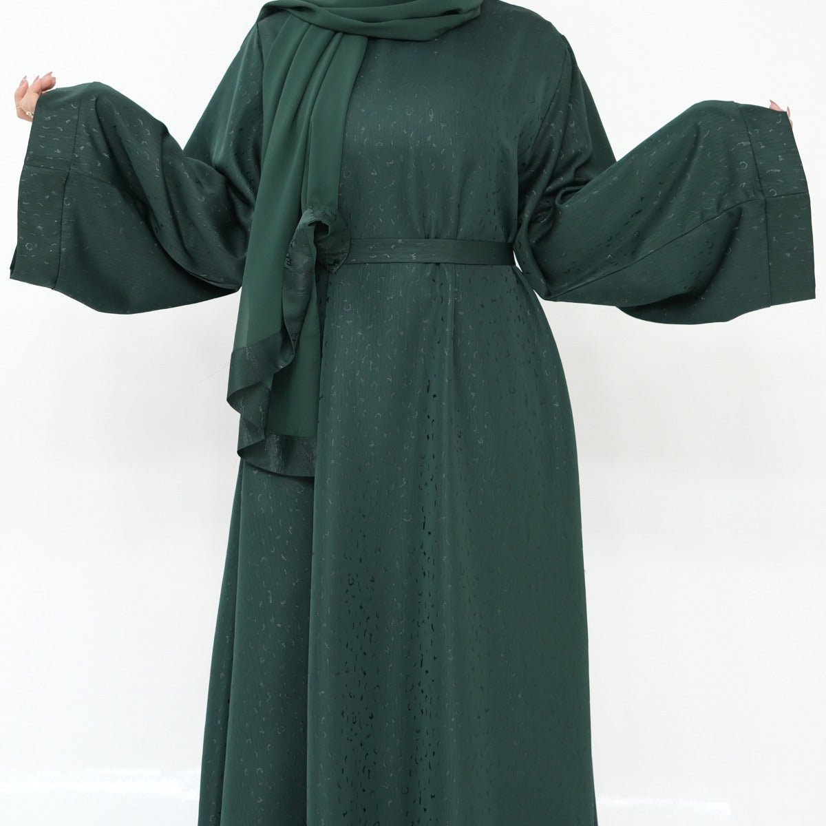 Modest Elegant Solid Color Abaya Robe with Wide Sleeves & Detachable ...