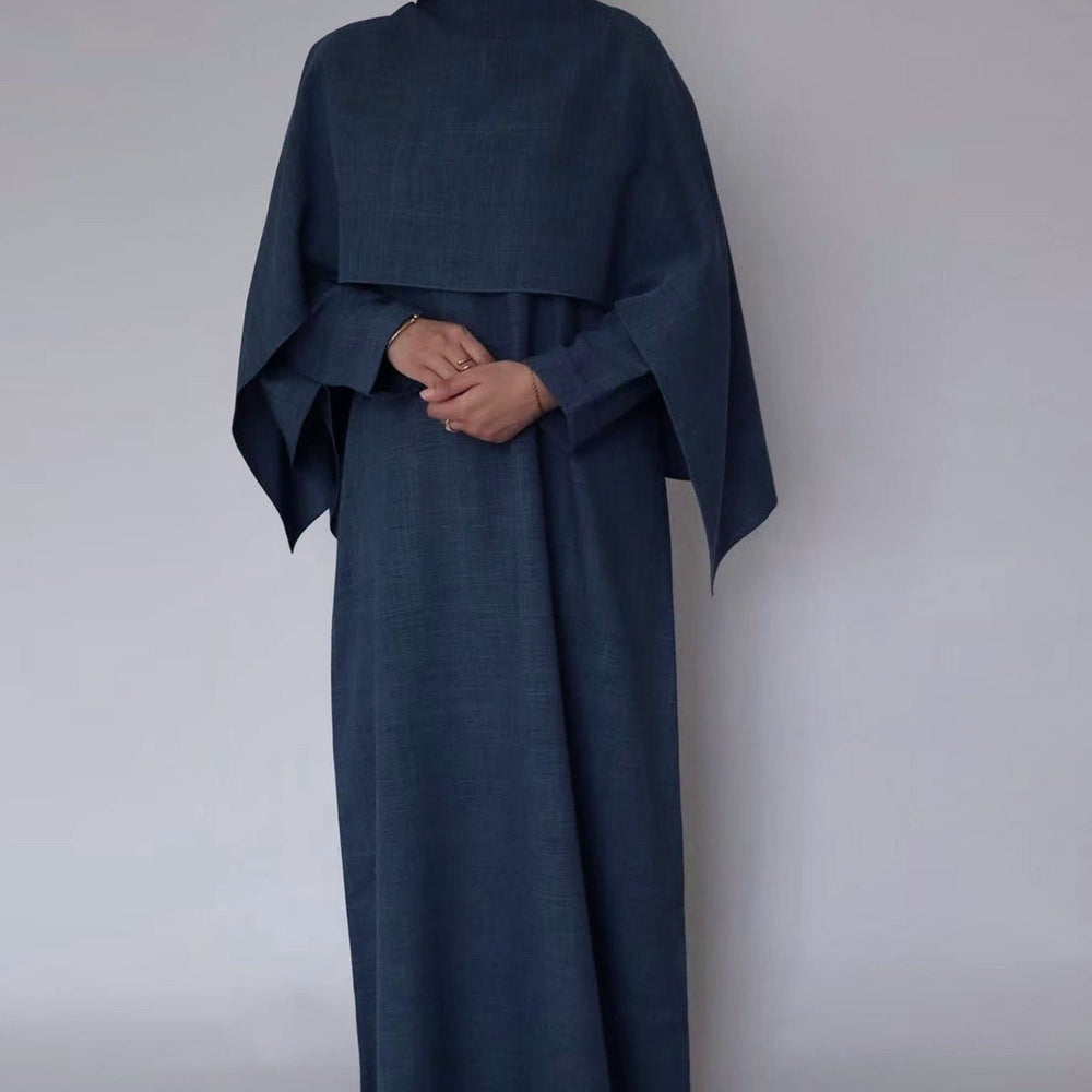 Modest Luxury Robe Dress Set | Premium Muslim Solid Color Two-Piece Ab