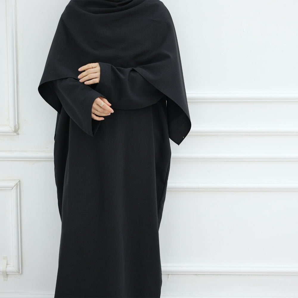Modest Luxury Robe Dress Set | Premium Muslim Solid Color Two-Piece Ab