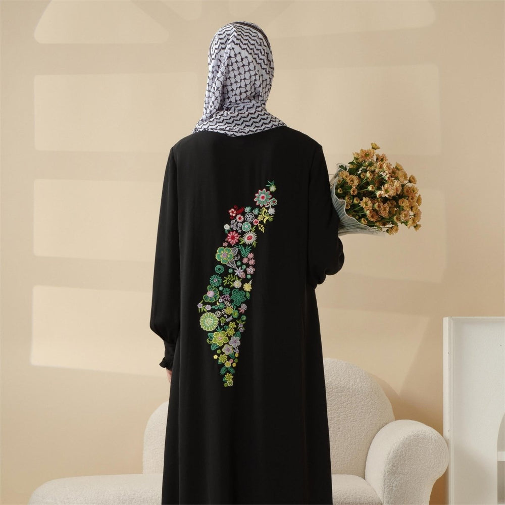 Modest Pullover Abaya with Palestinian Embroidery