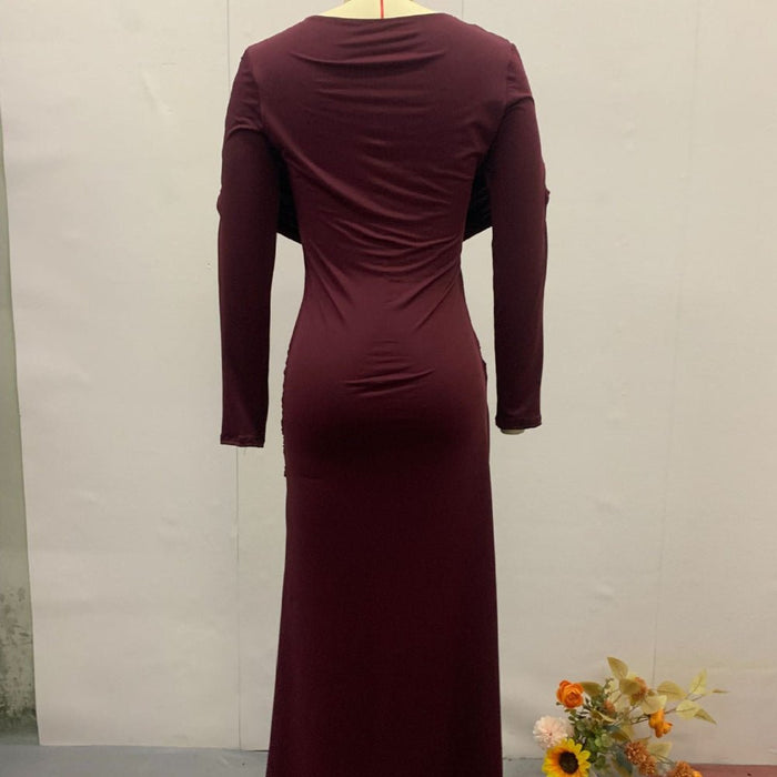 Ruched Bodycon Maxi Dress(MS219)