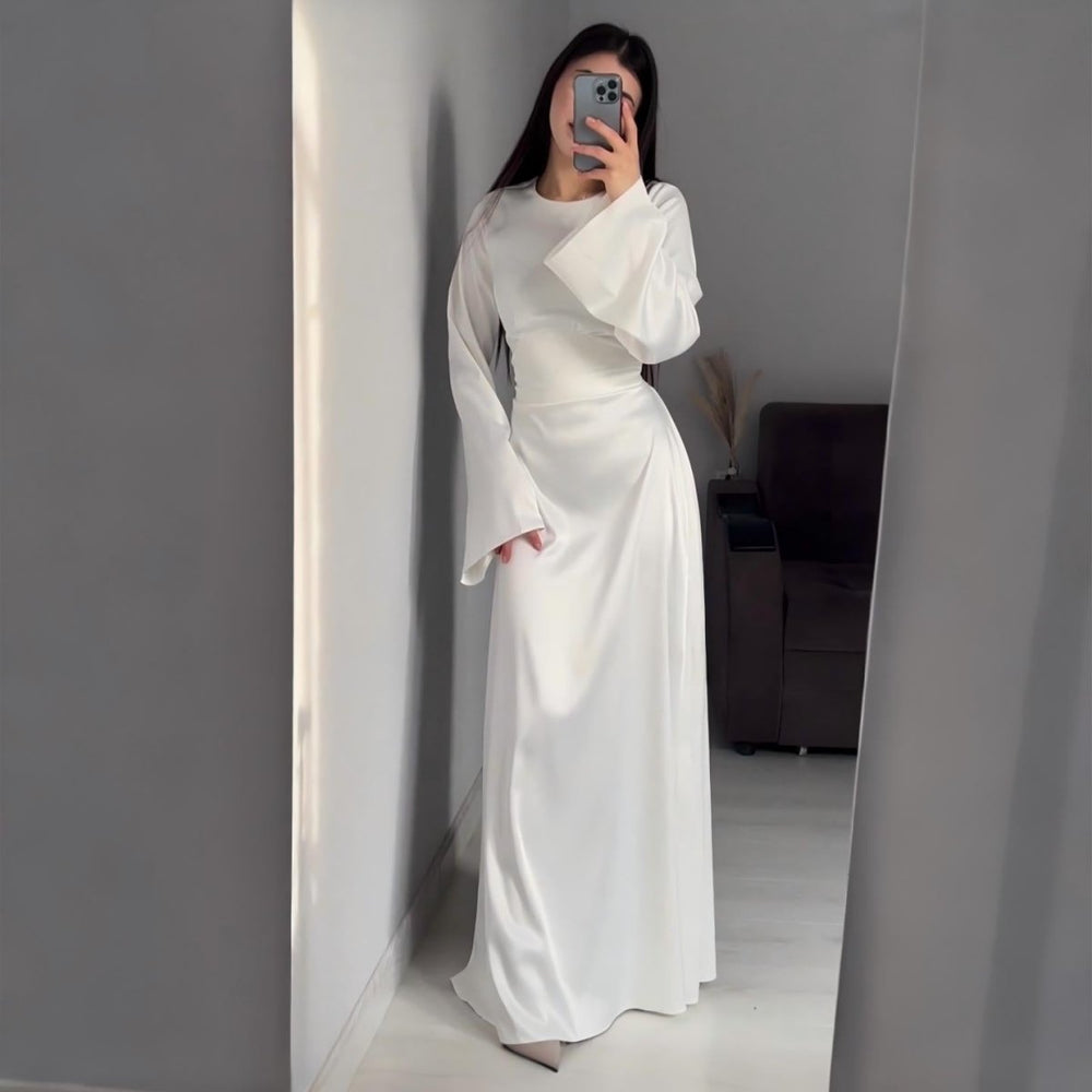 Waist Slim Abaya, Strappy Solid Color Abaya By Mariam's Collection
